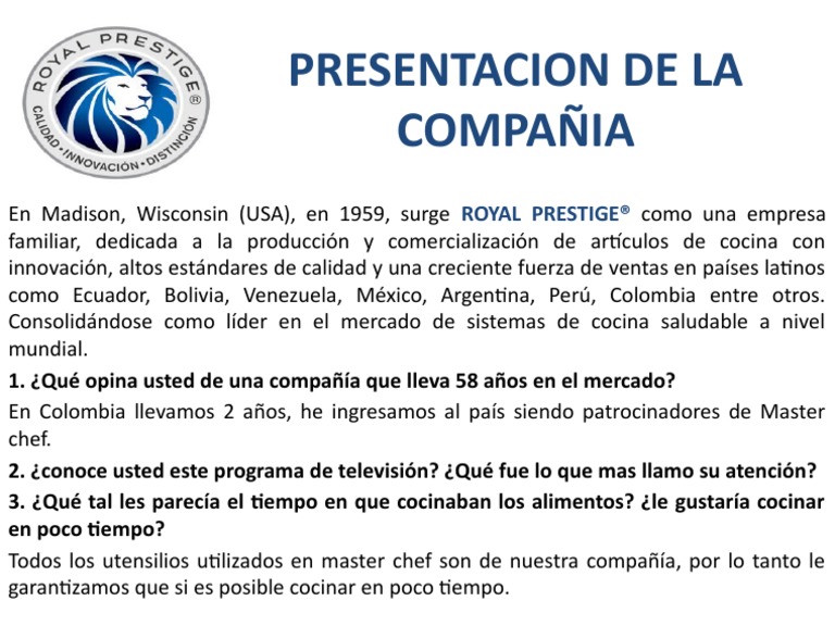 Royal Prestige Customer Service Espanol