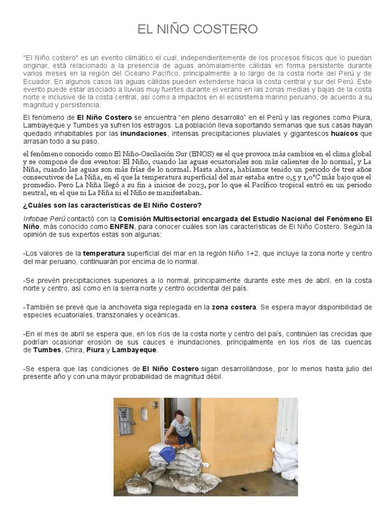 Impacto del Niño Costero en Perú 2023 | PDF | El niño | Física Aplicada ...