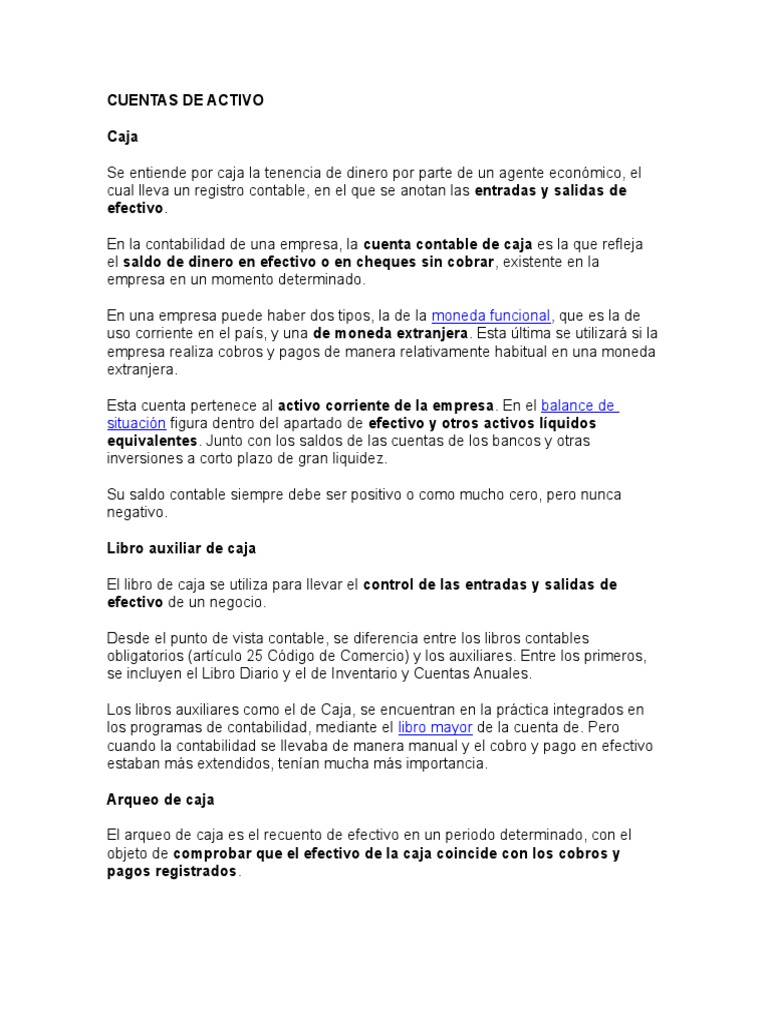 Cuentas de Activo | PDF | Contabilidad | Bancos