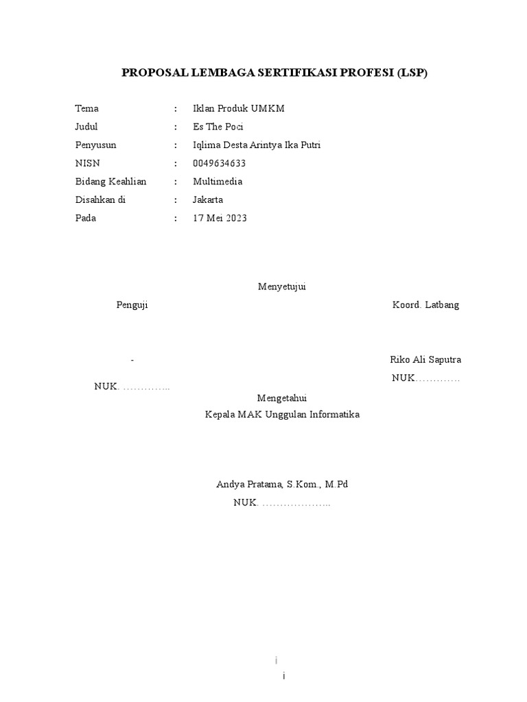 Proposal LSP Desta | PDF