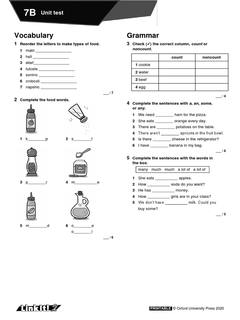 LI L2 Unit Test 7B | PDF | Food And Drink Preparation | Western Cuisine