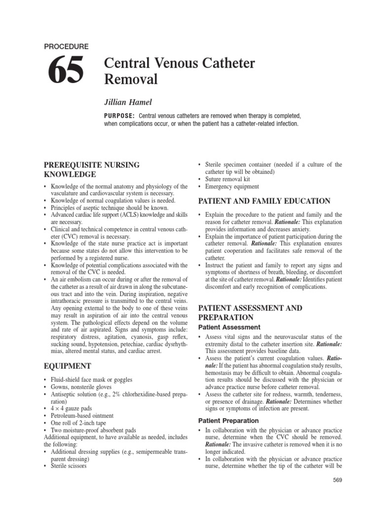 CVC Removal | PDF | Intravenous Therapy | Vein