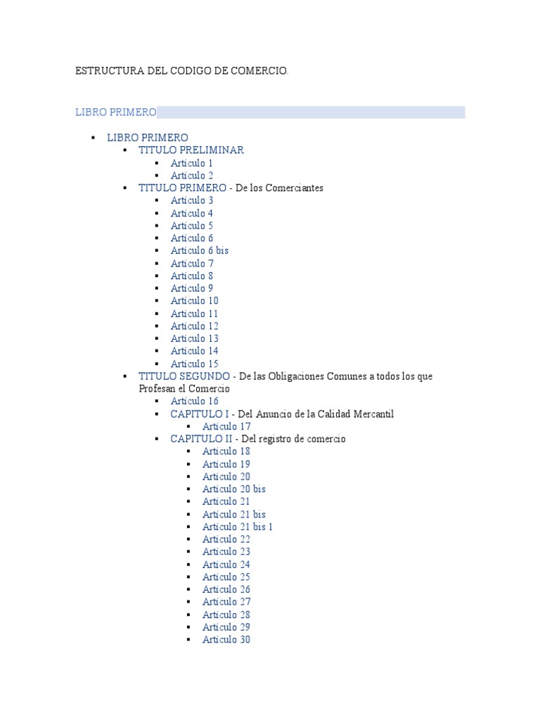 Estructura Del Codigo de Comercio | PDF