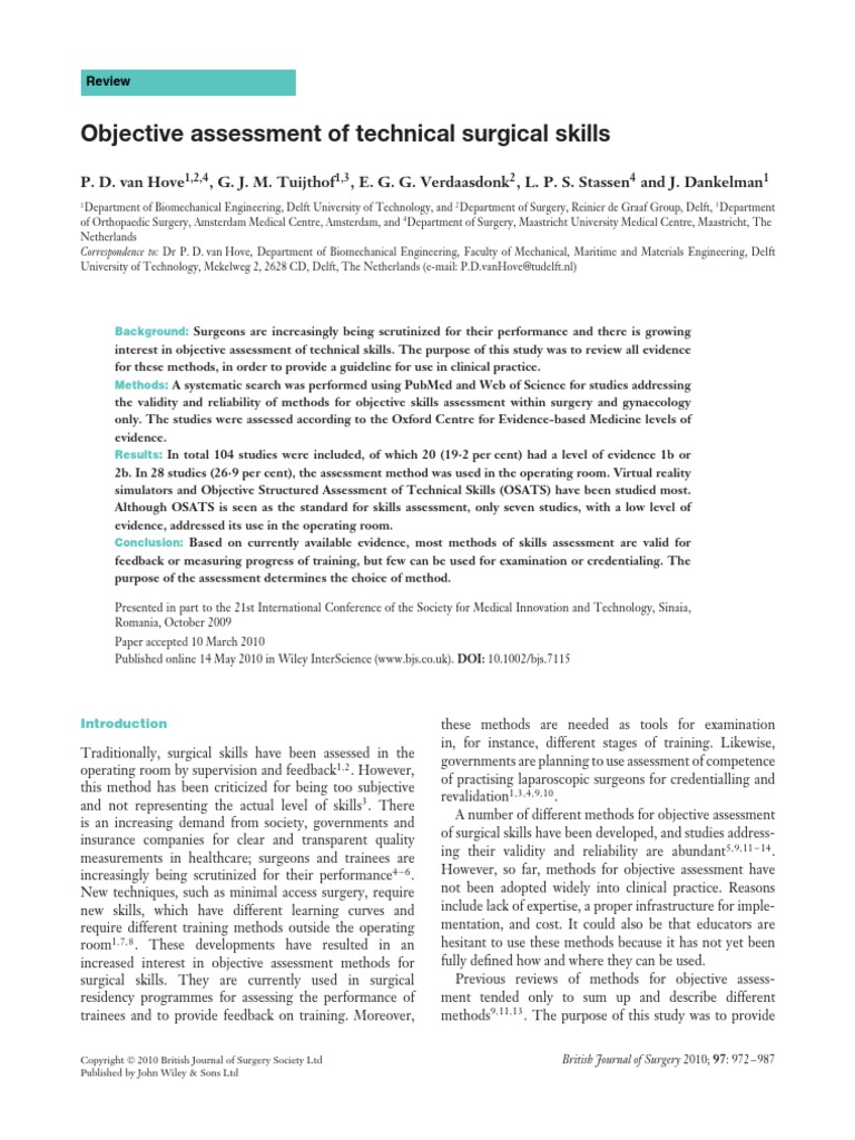 Objective Assessment of Technical Surgical Skills | PDF | Validity ...