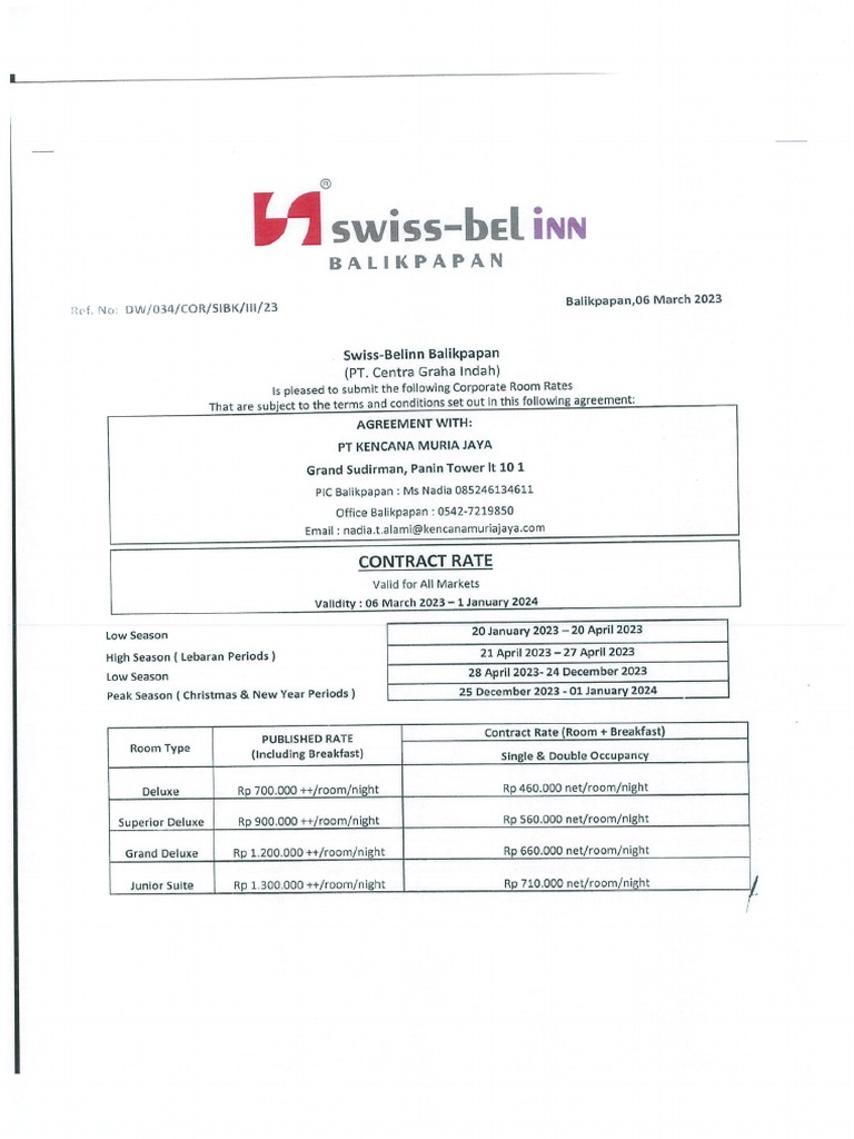 Contract Swiss-Belinn 2023 | PDF