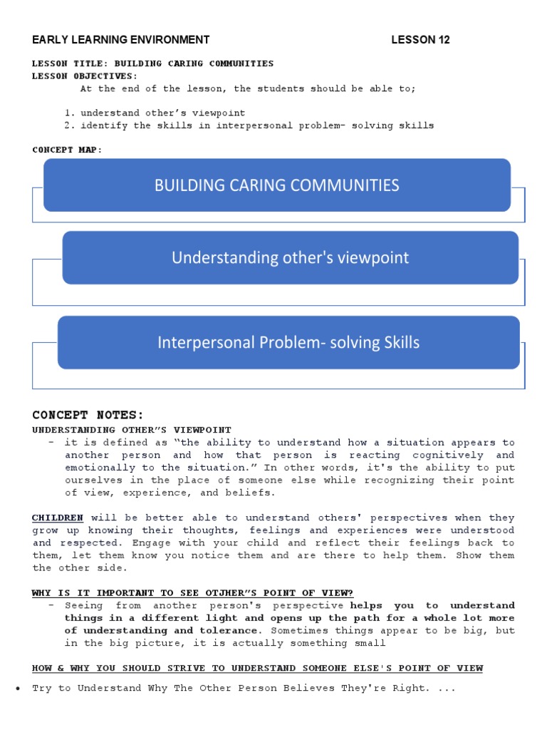 Lesson 12 - Building Caring Communities | PDF