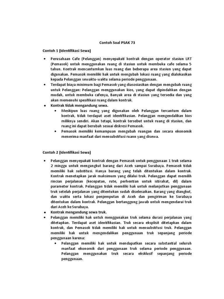 Contoh Soal PSAK 73 | PDF