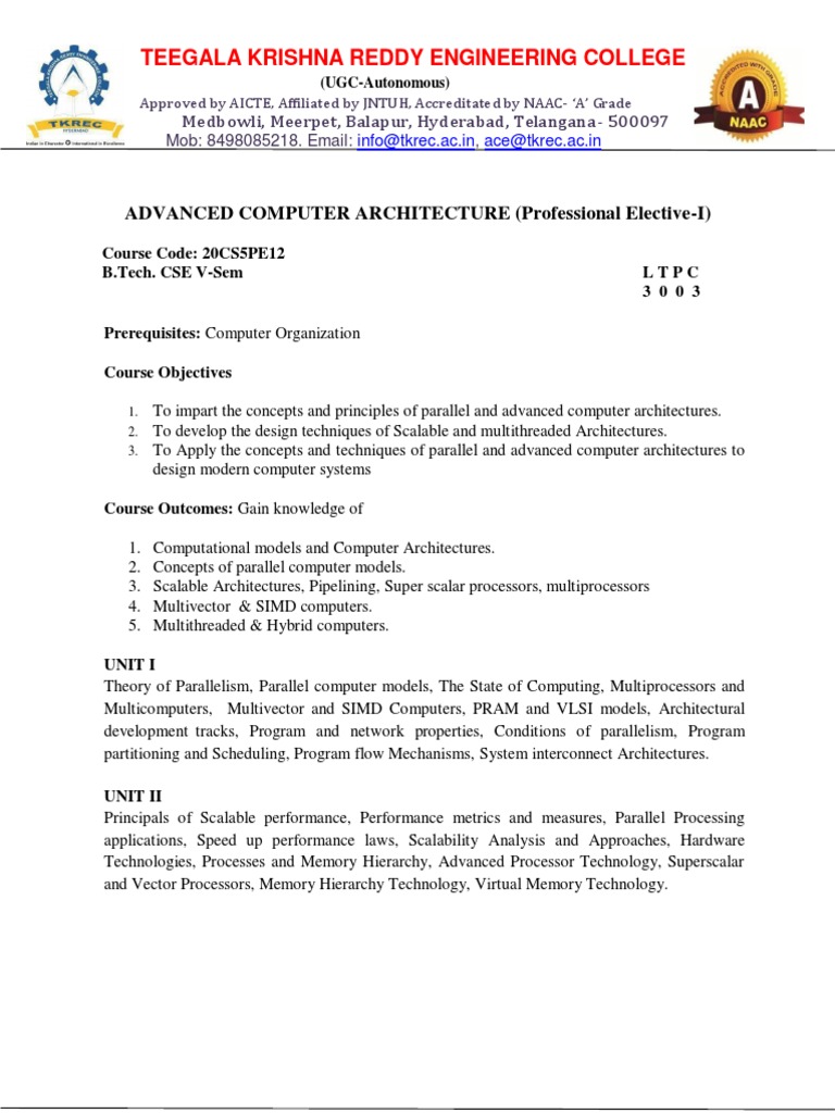 Advanced Computer Architecture | PDF | Parallel Computing | Central Processing Unit