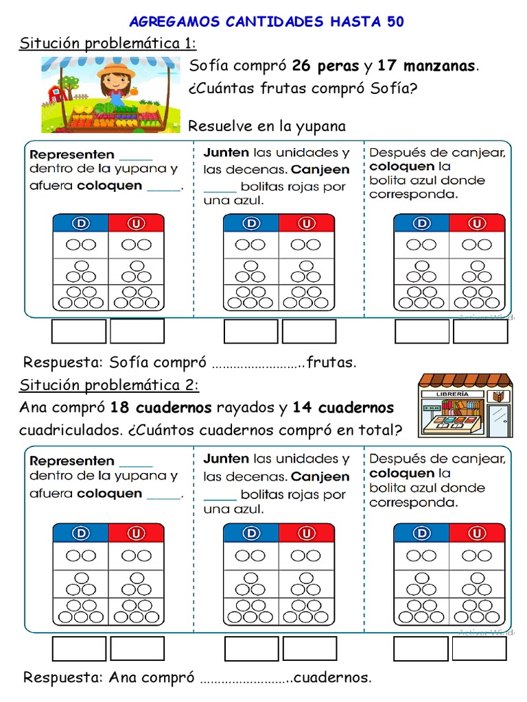 FICHA MATEMTICA- AGREGAMOS CANTIDADES HASTA 50 22-05-23 | PDF