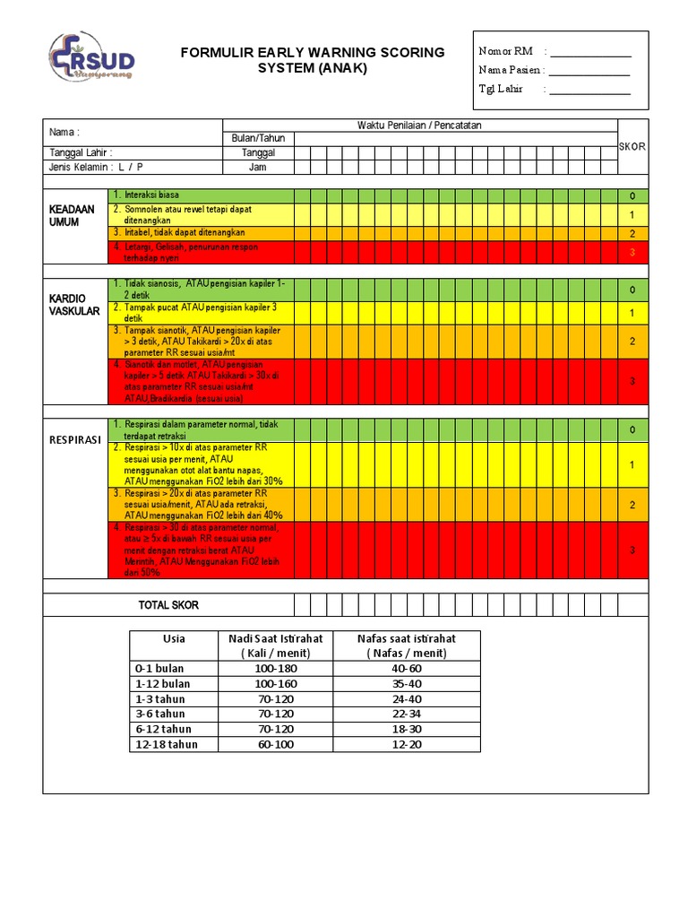 Fix Form Skor Ews Anak | PDF
