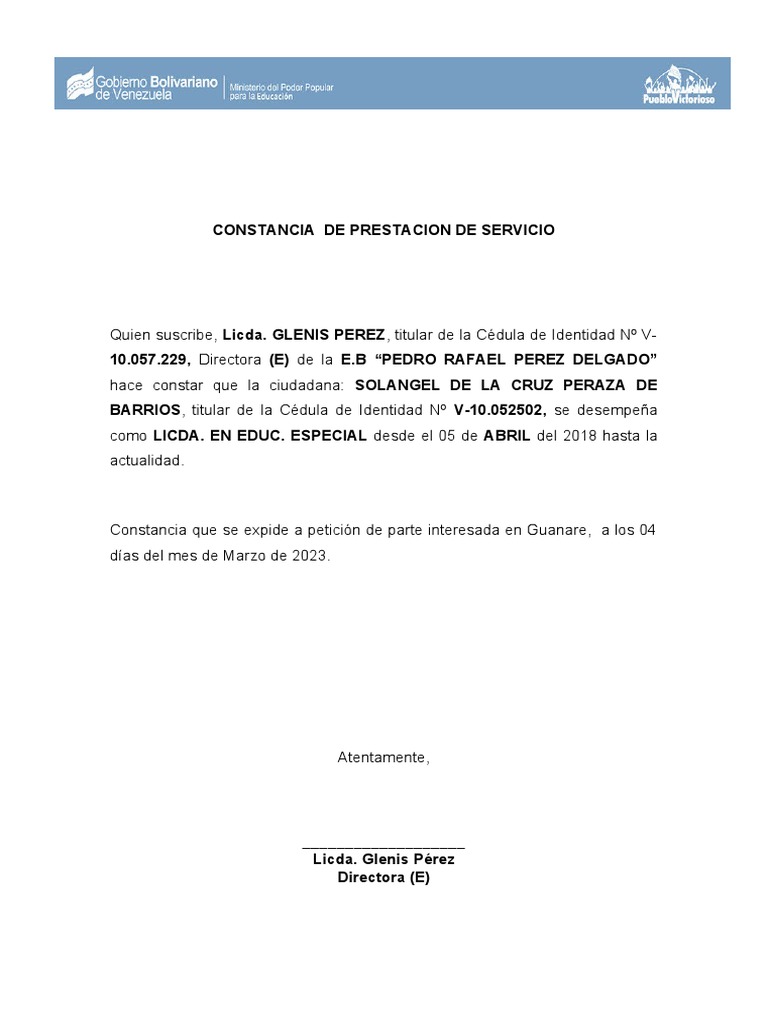 Constancia de Servicio Educativo 2023 | PDF