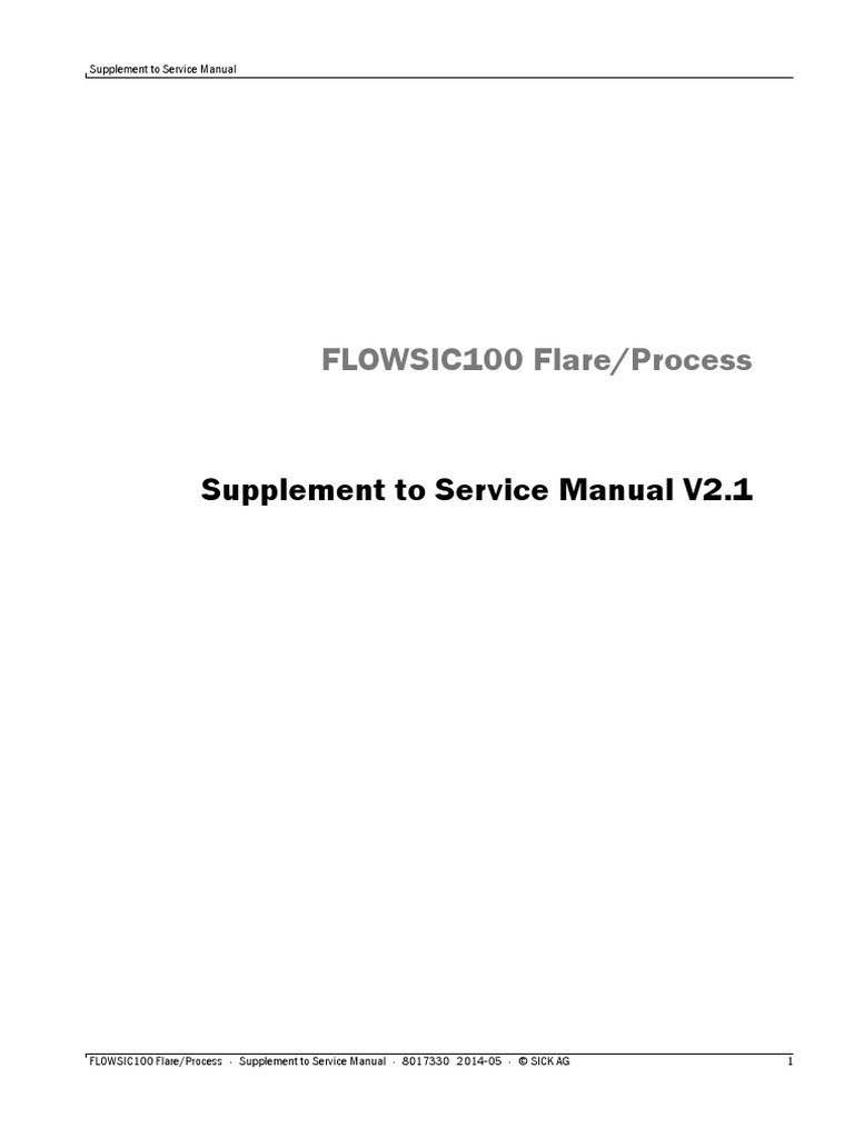 Supplement SM FLOWSIC100 Flare V2-1 en 2014-05 | PDF | Physical Sciences