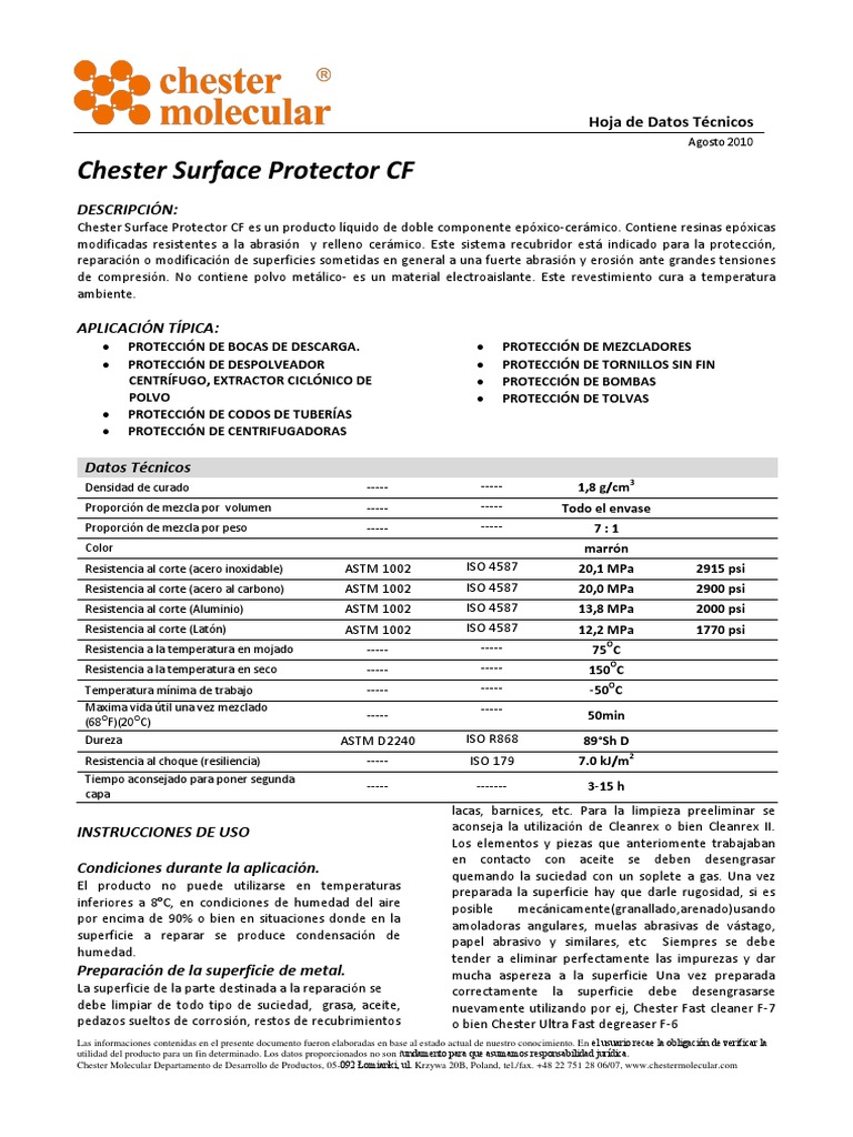 Chester Surface Protector CF | PDF | Hormigón | Ácido