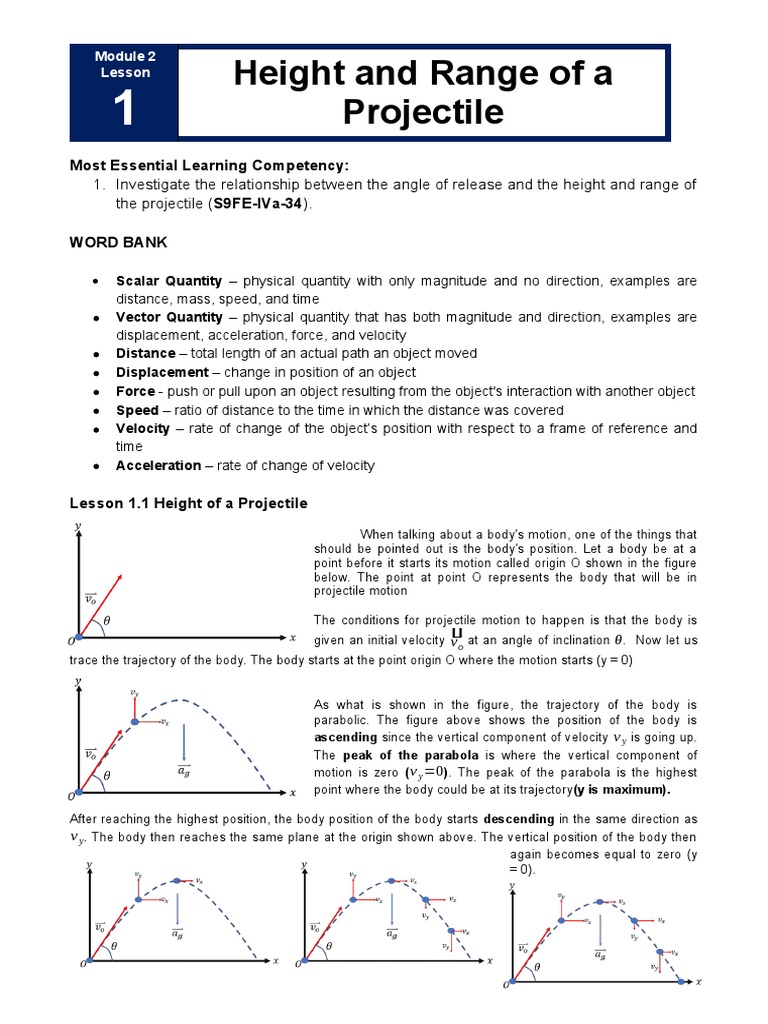 Height and Range in Projectile Motion | PDF | Mechanics | Classical ...