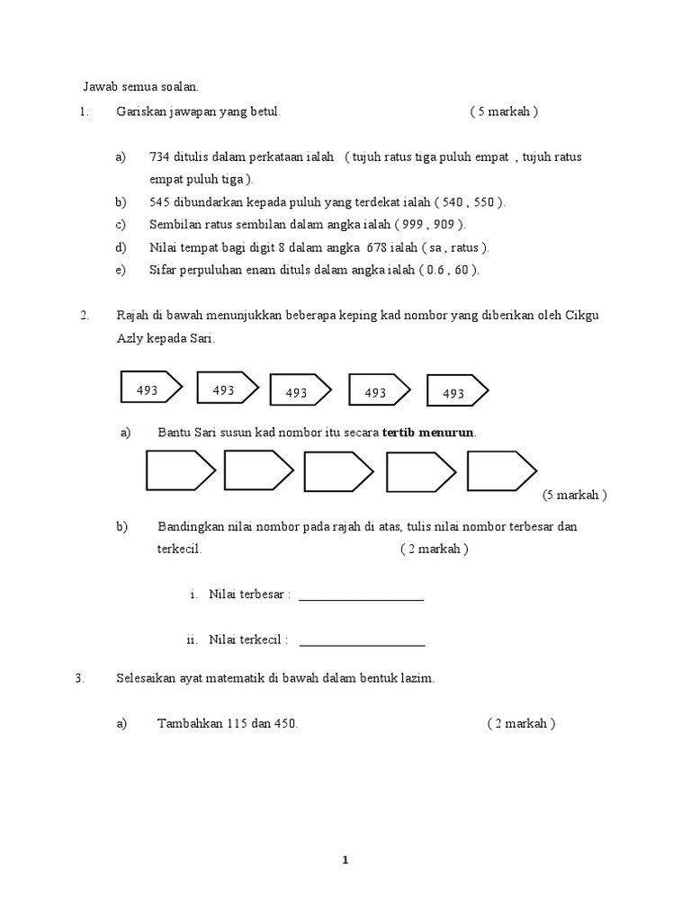Soalan Math t2 | PDF