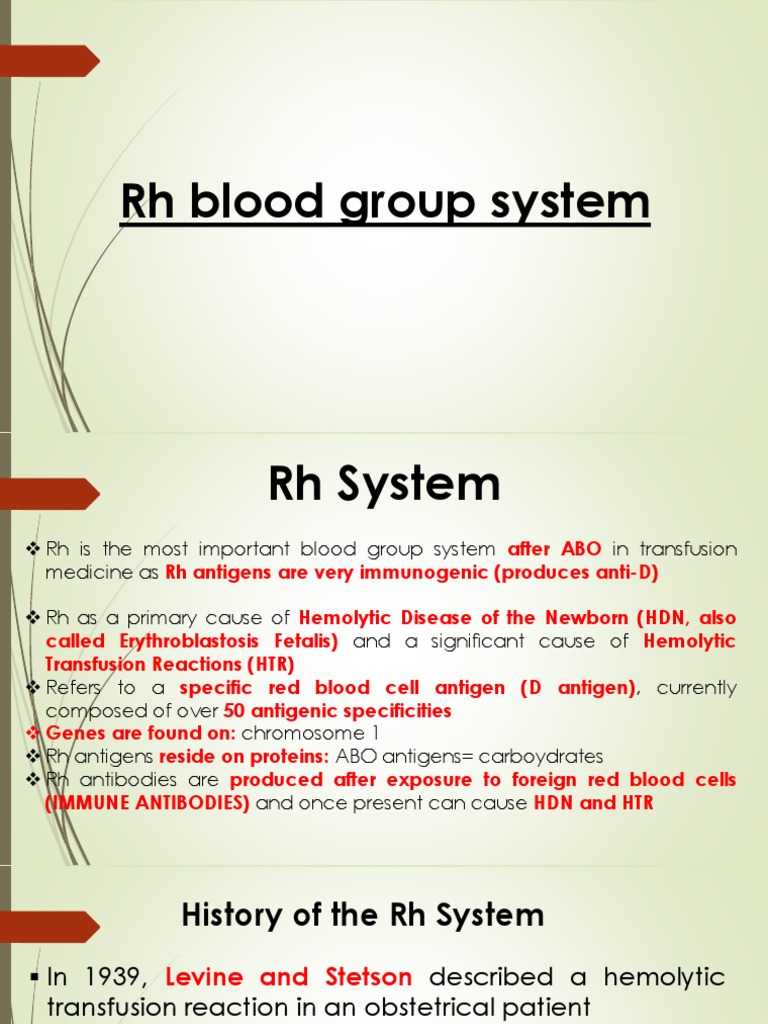 Imhm321 Week 5 Lecture - RH Blood Group System | PDF | Blood Type | Blood