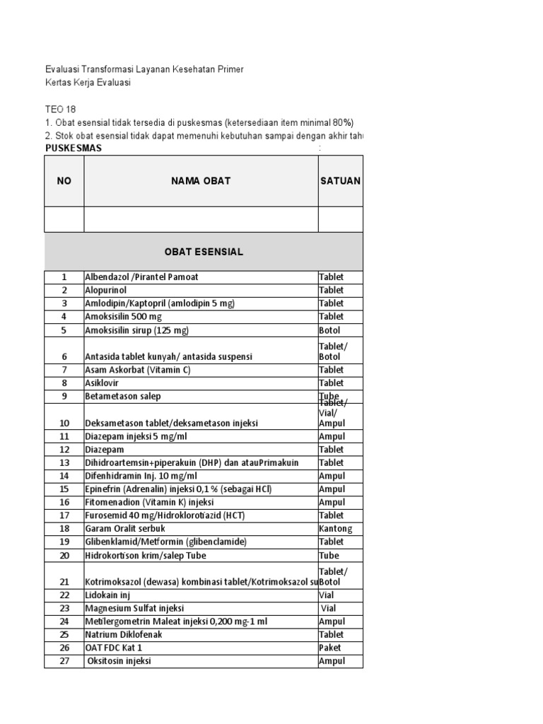 tabel kerja evaluasi | PDF