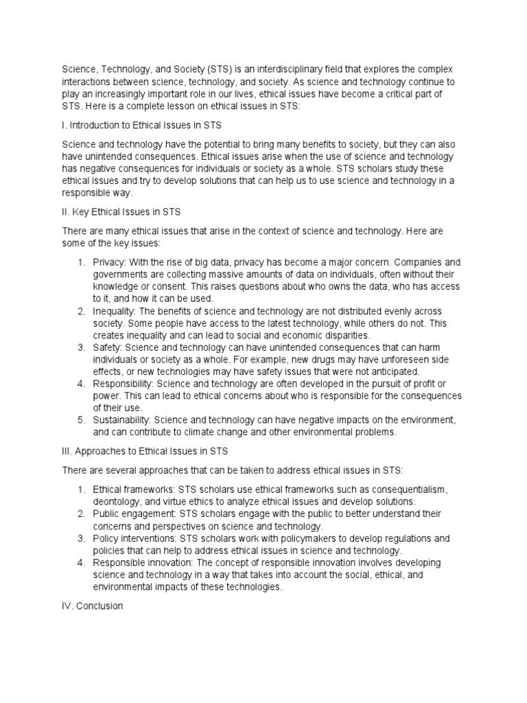 5 Ethical Issues in STS | PDF | Virtue | Anarchism