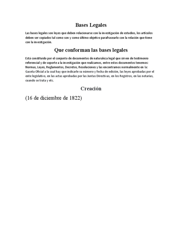Definición y características de bases legales | PDF | Derecho