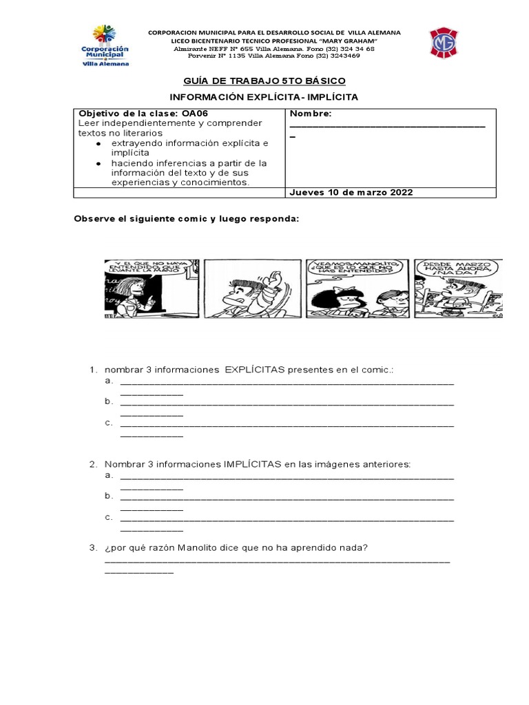 Guía de Comprensión de Textos 5to Básico | PDF | Pulpo