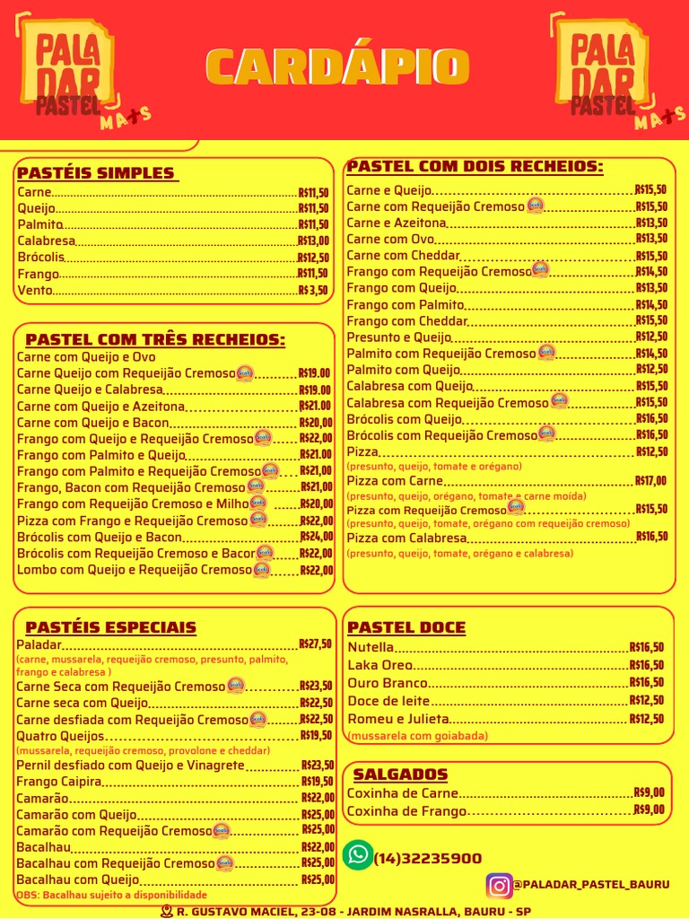 Cardápio para Restaurantes e Lanchonetes Simples Vermelho | PDF ...