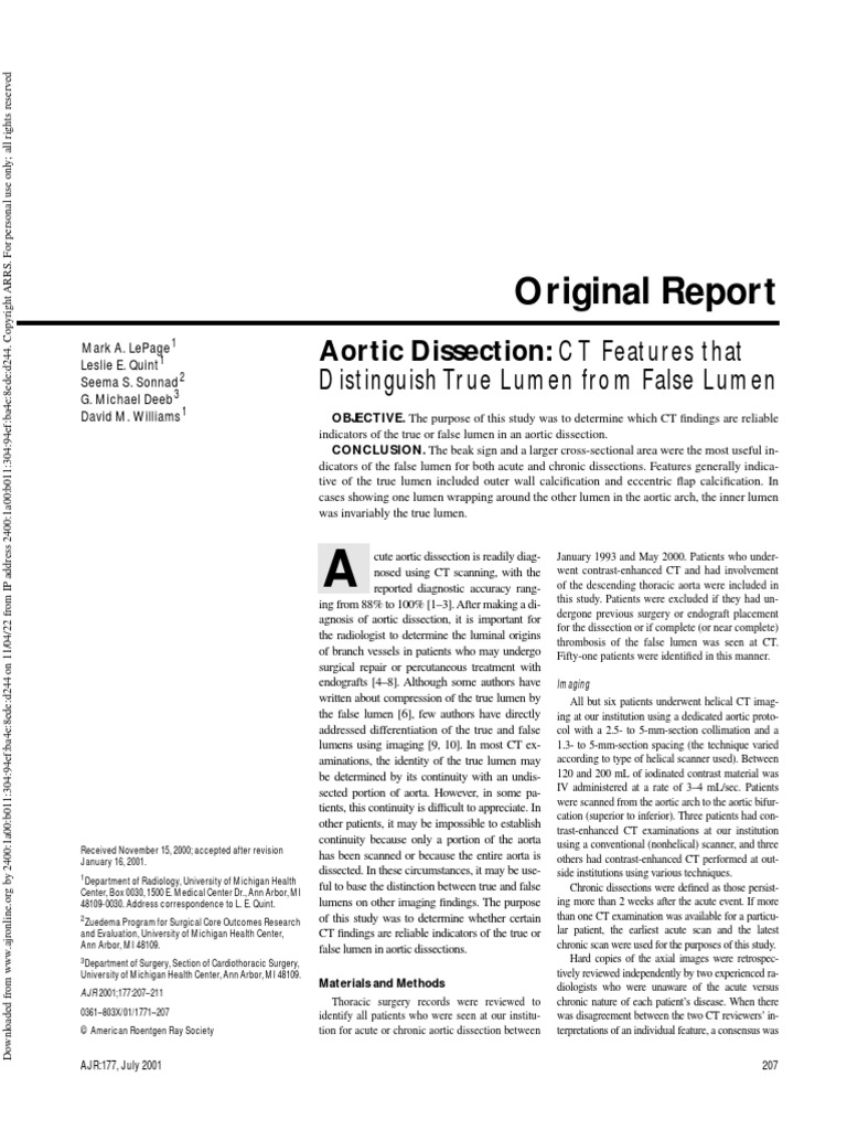 Ajr 177 1 1770207 | PDF | Ct Scan | Aorta