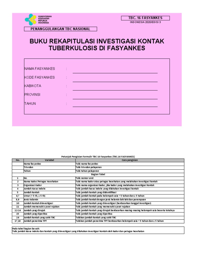 Formulir TBC 16 Fasyankes 2022 | PDF