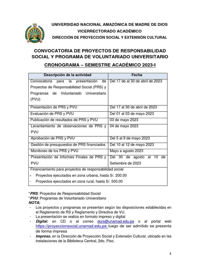 Cronograma Convocatoria PRS y PVU 2023-I210 | PDF | Arte