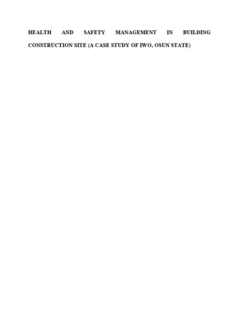 Health and Safety Management in Building Construction Site | PDF ...
