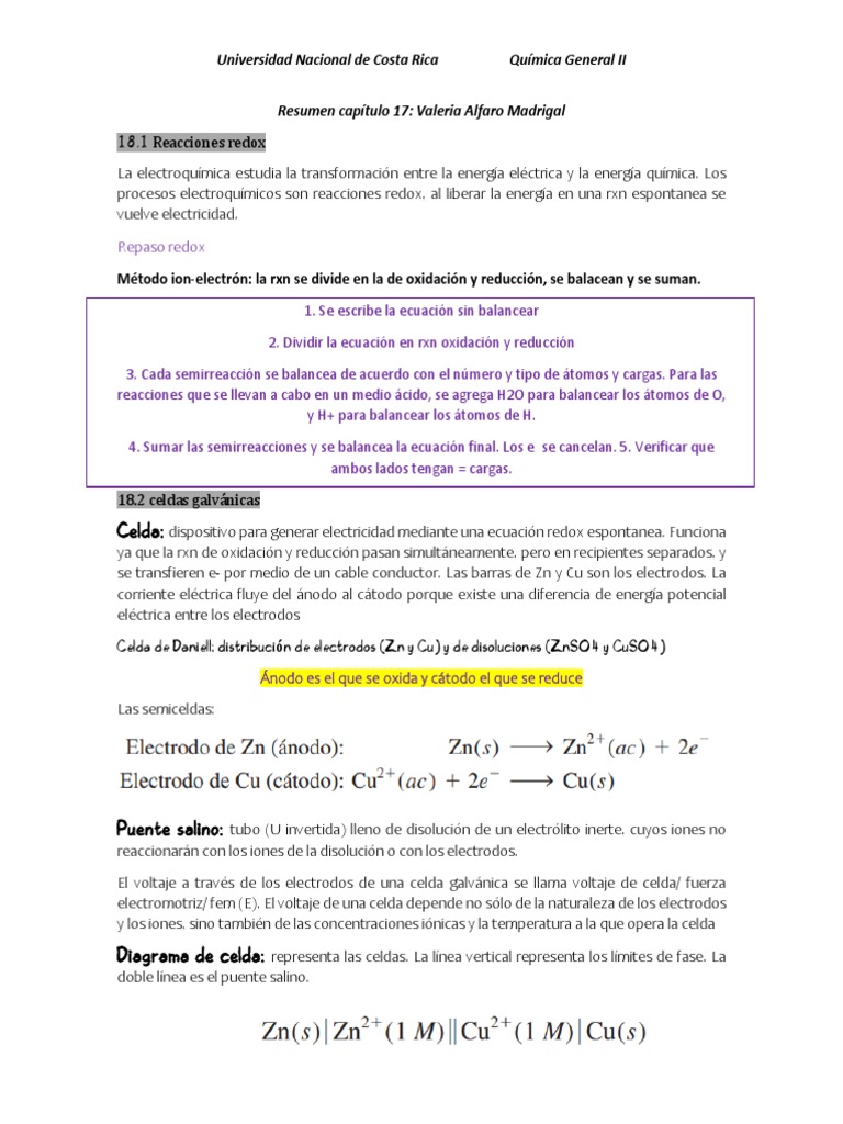 Resumen Capítulo 18 | PDF | Redox | Electrodo