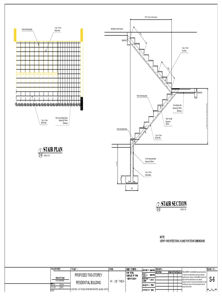 Stair Plan: Proposed Two-Storey Residential Building | PDF | Civil ...