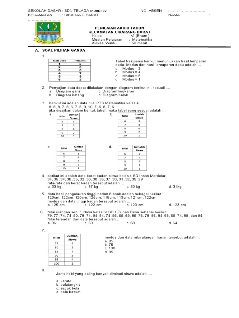 Matematika Pengolahan Data | PDF