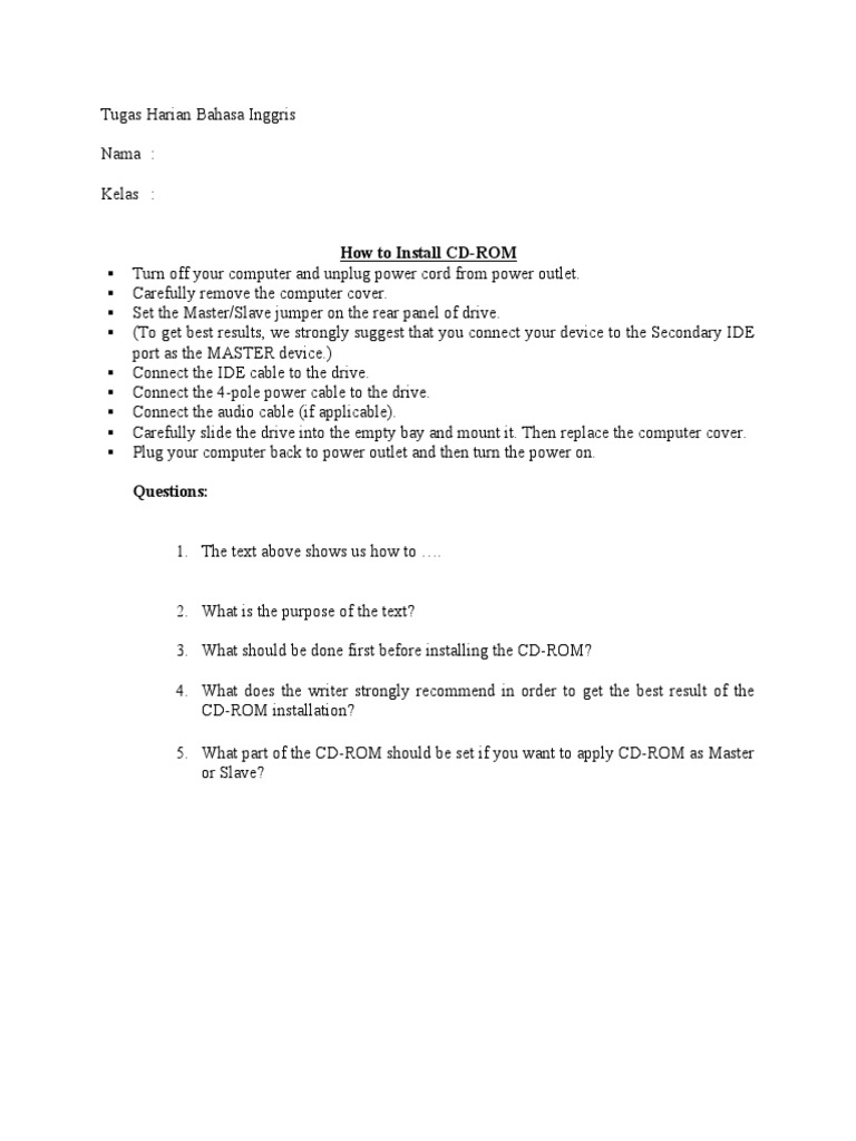 Soal Procedure Text X Br2 Ak1 2 Pdf