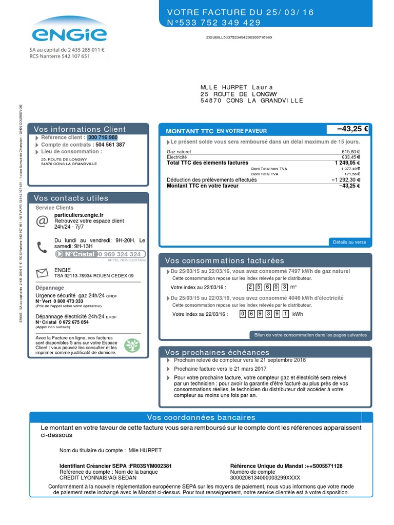 Facture Engie | PDF | Taxe sur la valeur ajoutée | Gaz naturel