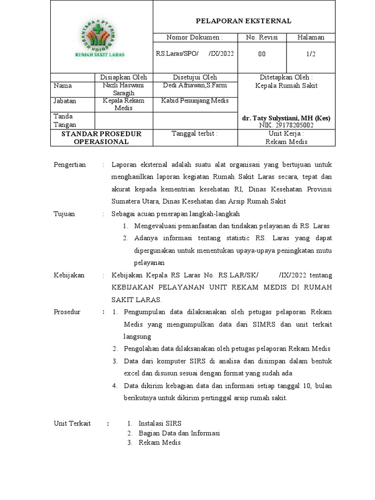 Spo Pelaporan Eksternal | PDF