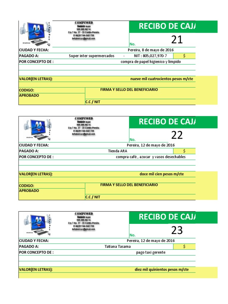 Recibos de Caja Menor | PDF