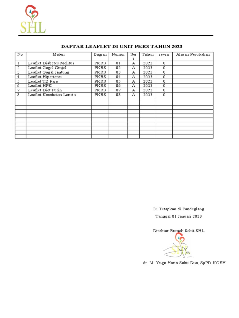 Daftar Isi Leaflet | PDF