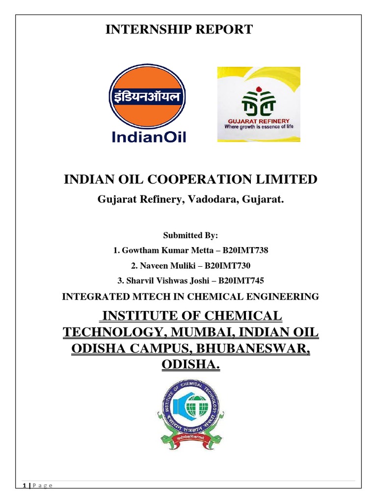 Internship Report Iocl GR by MGK - MN - SVJ | PDF | Cracking (Chemistry ...