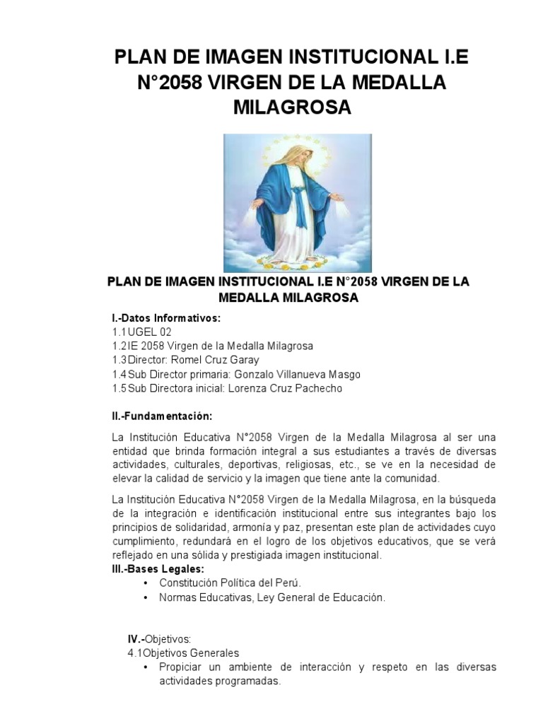 Plan de Imagen Institucional I.E 2058 | PDF | Maestros