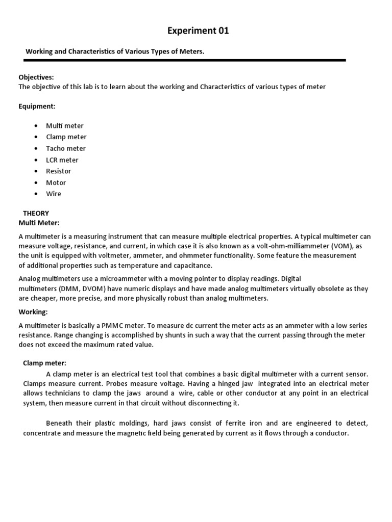 Experiment 01 | PDF | Electrical Impedance | Electrical Engineering