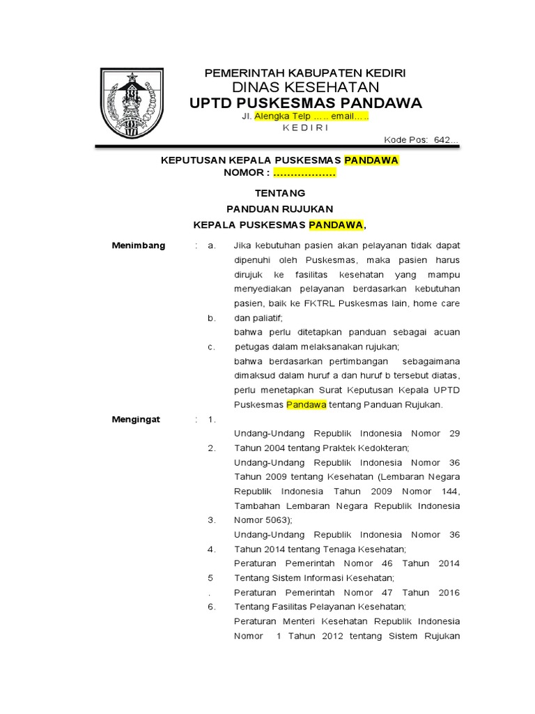 Contoh SK Panduan Rujukan | PDF