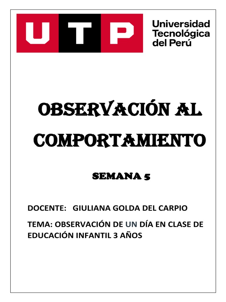 OBSERVACIÓN AL COMPORTAMIENTO semana 5 tarea 1 mary | PDF