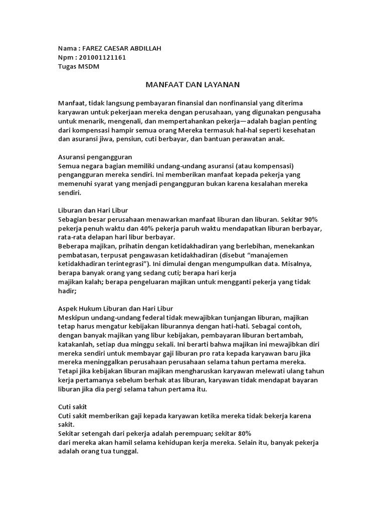 Farez Caesar Abdillah Tugas MSDM | PDF | Karier & Perkembangan ...