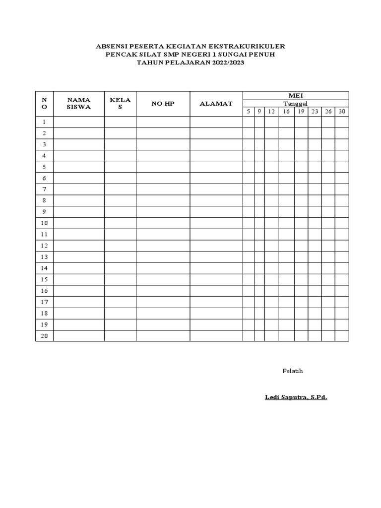 Absensi SMP 1... | PDF