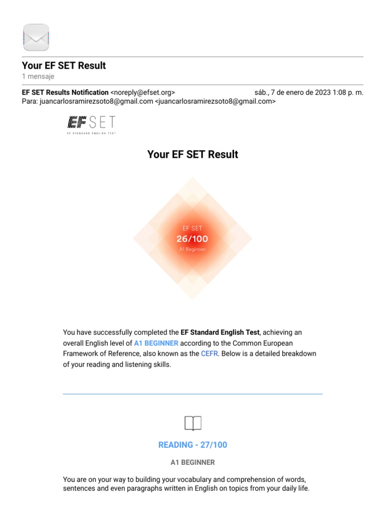 Unified Email - Your EF SET Result | PDF | Career & Growth