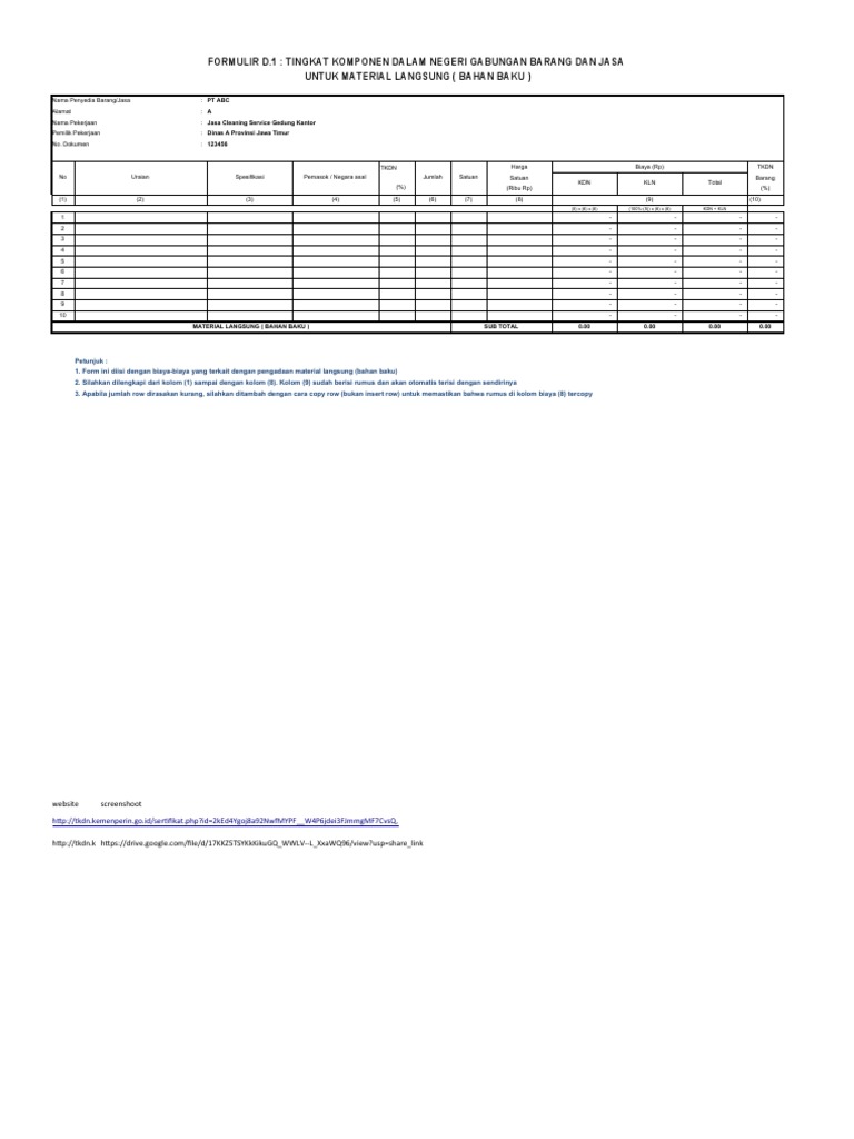 Formulir TKDN untuk Jasa Cleaning Service | PDF