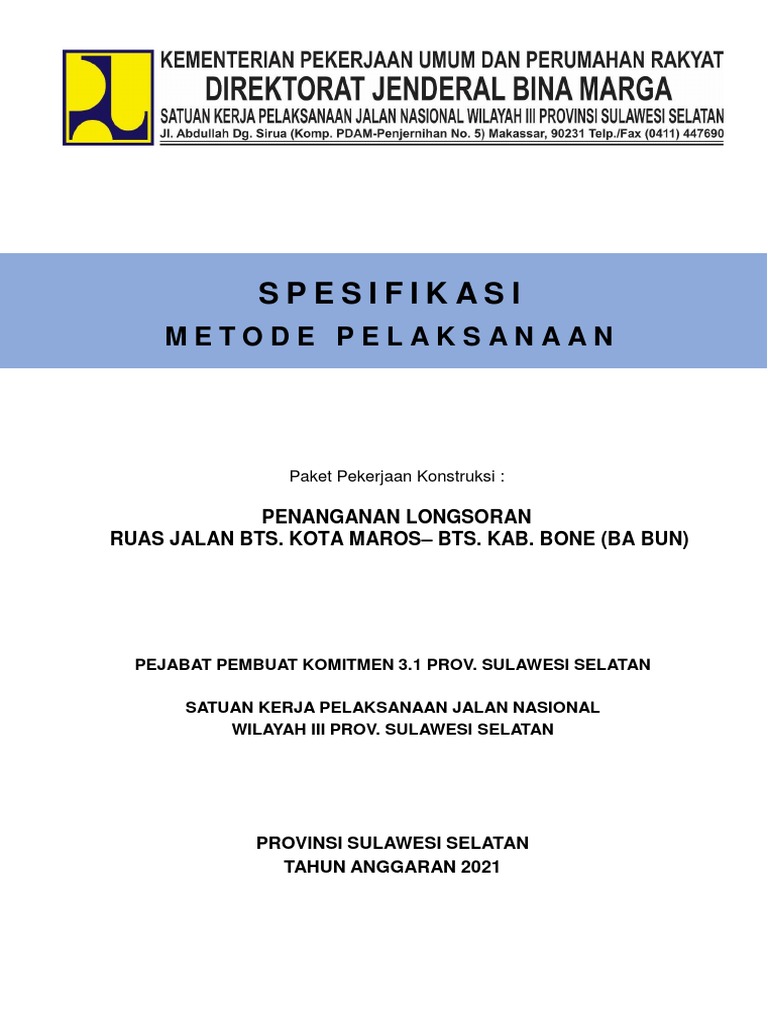 Spesifikasi Metode Paket Longsoran | PDF