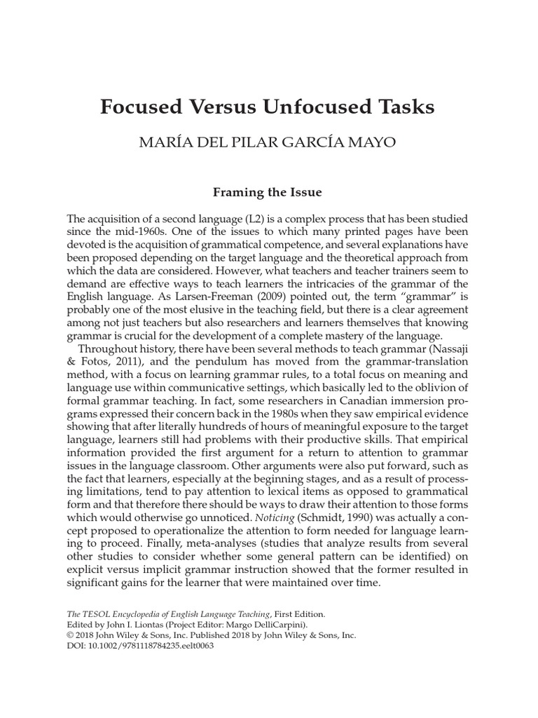 Focused Verus Unfocused Tasks Grammar | PDF