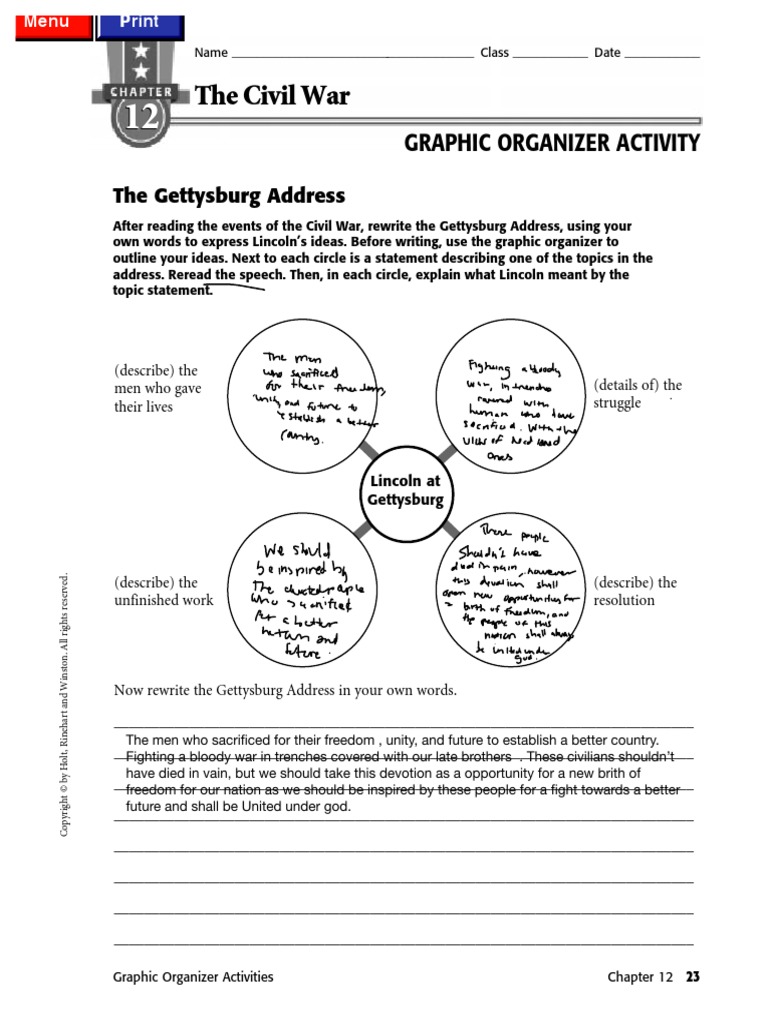 Hitashi Shinde - USH-Gettysburg Address Graphic Org-2022 | PDF