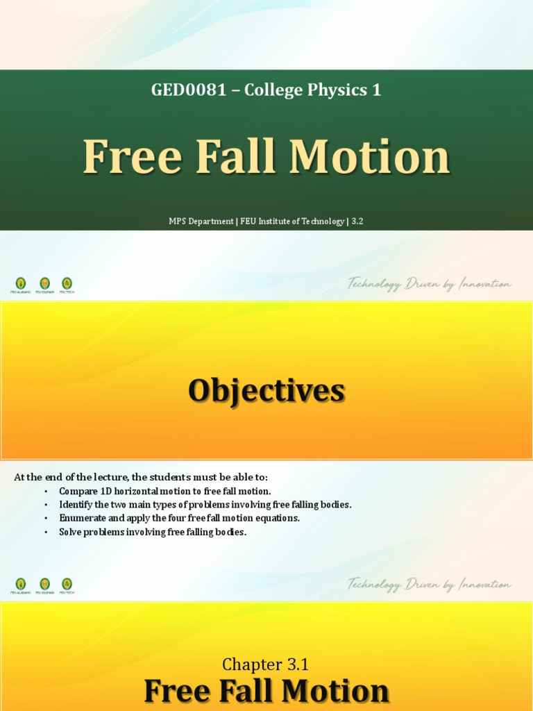 STPPT2 Free Fall Motion | PDF | Acceleration | Gravity